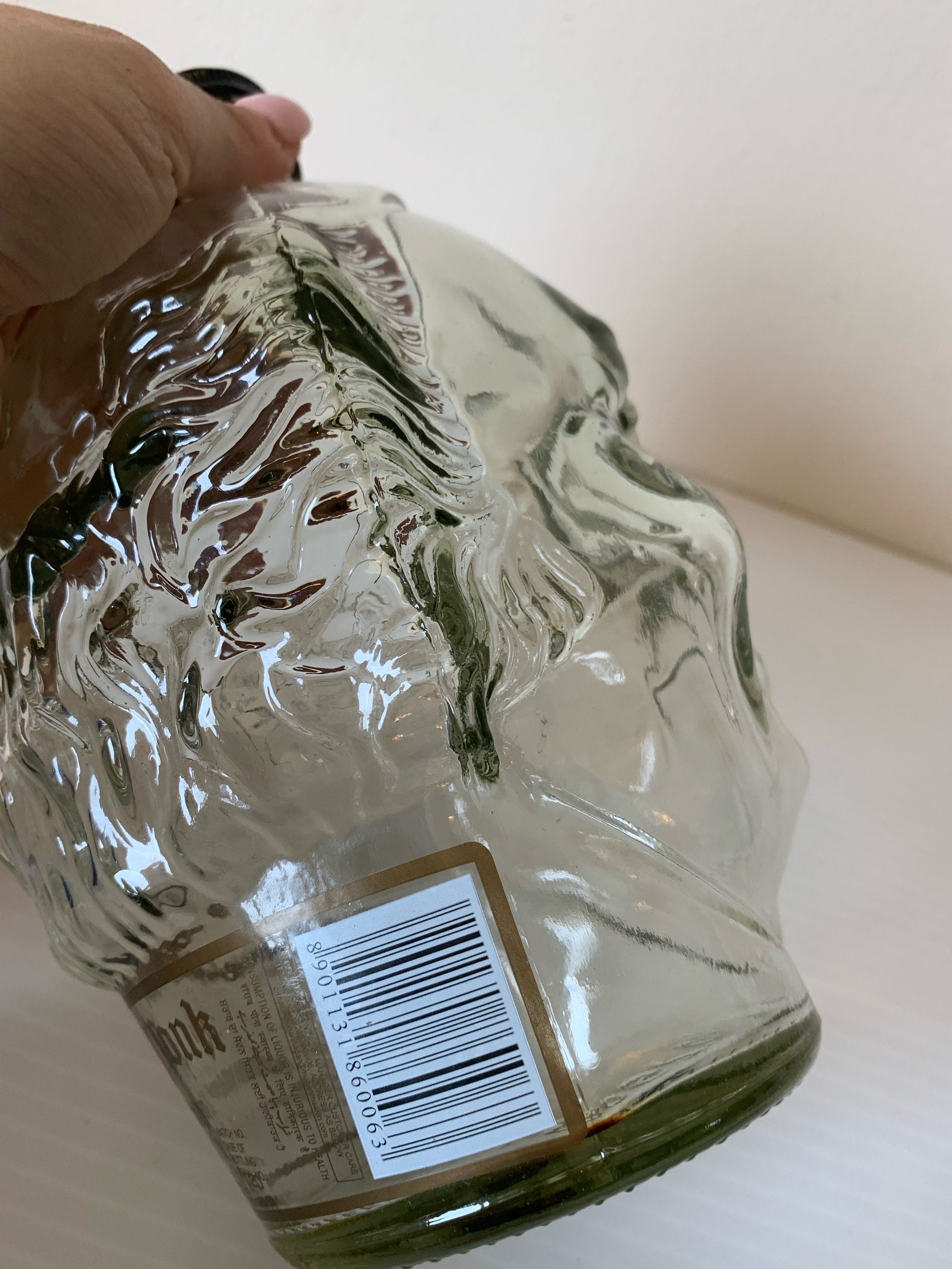 Quirky Vintage Empty Old Monk Bottle: Unique Face-shaped Rum Bottle for ...