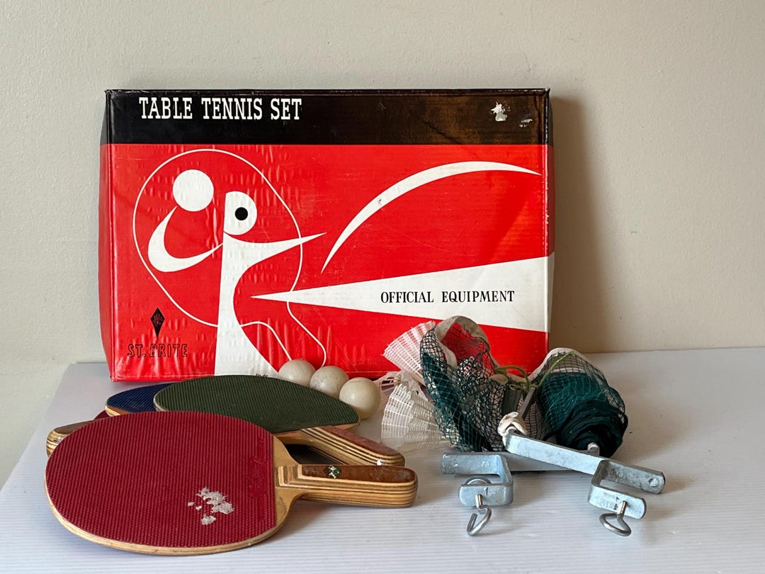Retro Table Tennis Set, Vintage Mid-century Ping Pong Set, Classic ...