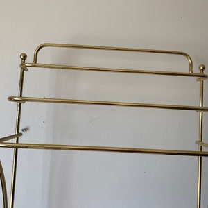Vintage Mid-century Modern Brass Free Standing Towel Quilt Rack With 3 ...