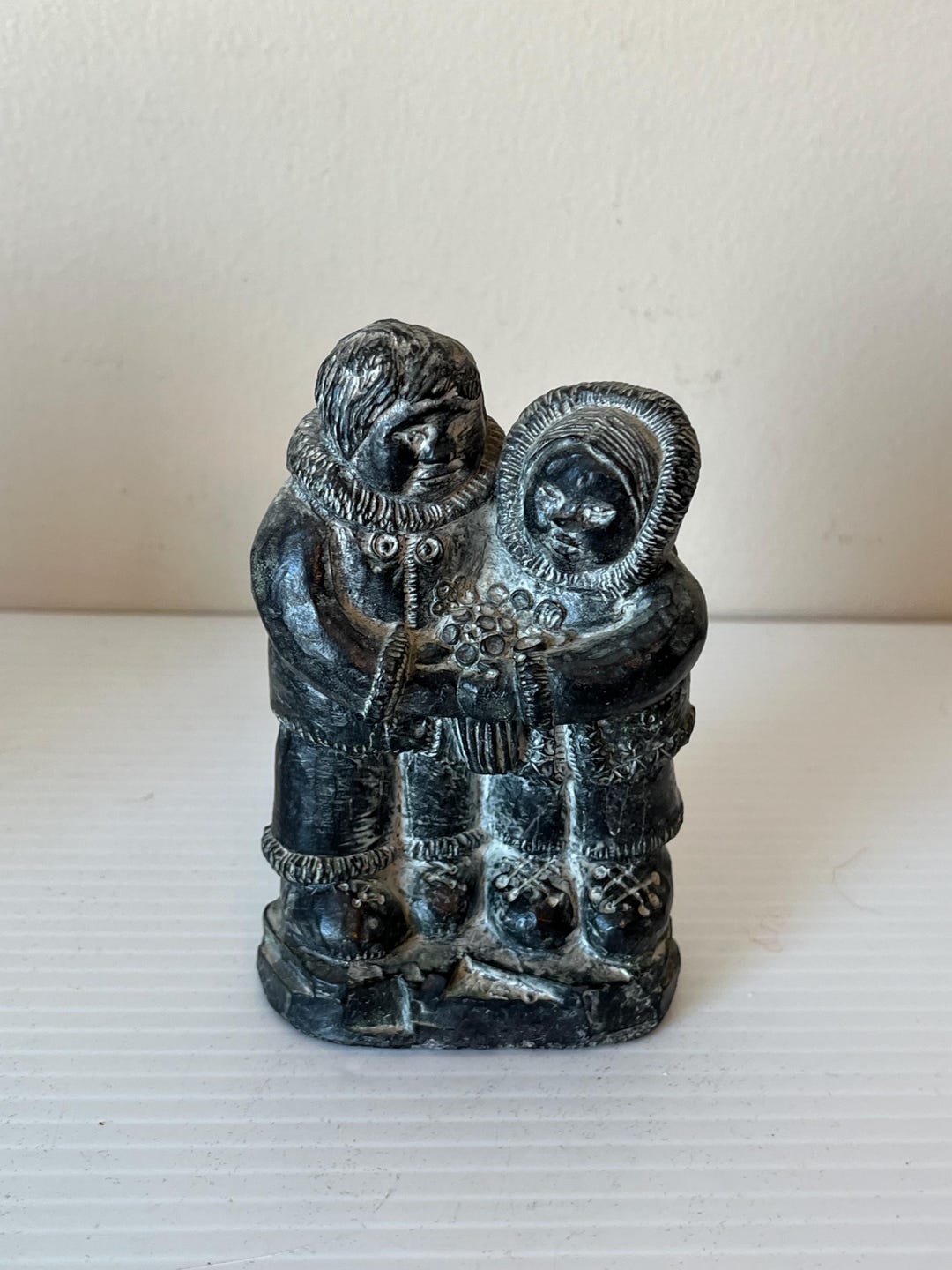 Wolf Original Sculpture, Inuit Wedding Couple, Black Soapstone Figures ...