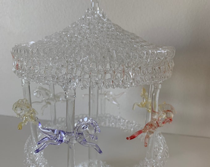 Vintage Blown Spun Glass Horse Carousel Figurine Stunning! - Etsy