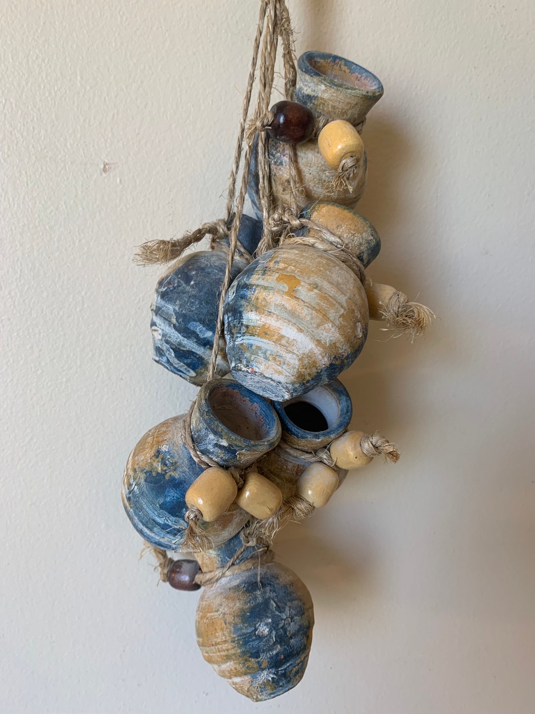 Vintage Handmade Terracotta Hanging Pottery Vases for Ethnic Rustic ...