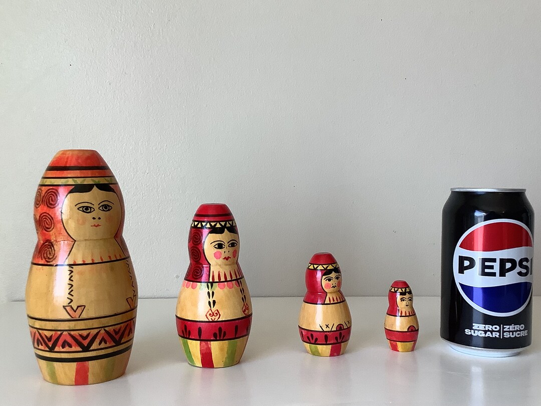 Hand Painted Russian Nesting Dolls Set of 4, Small Doll Faces, Stacking ...