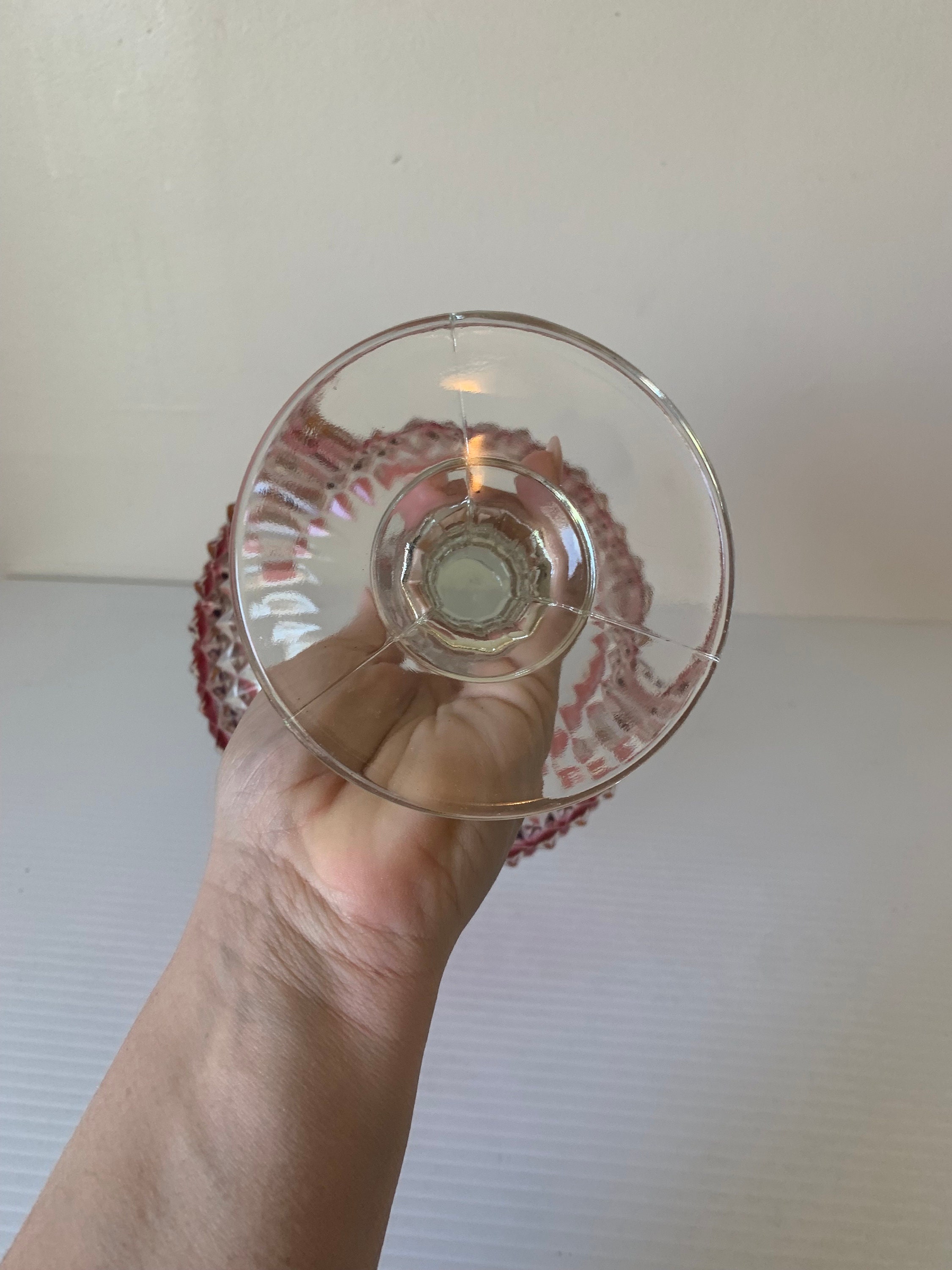 Vintage Indiana Glass Tiara Ruby Flash Candy Dish, Diamond Point ...