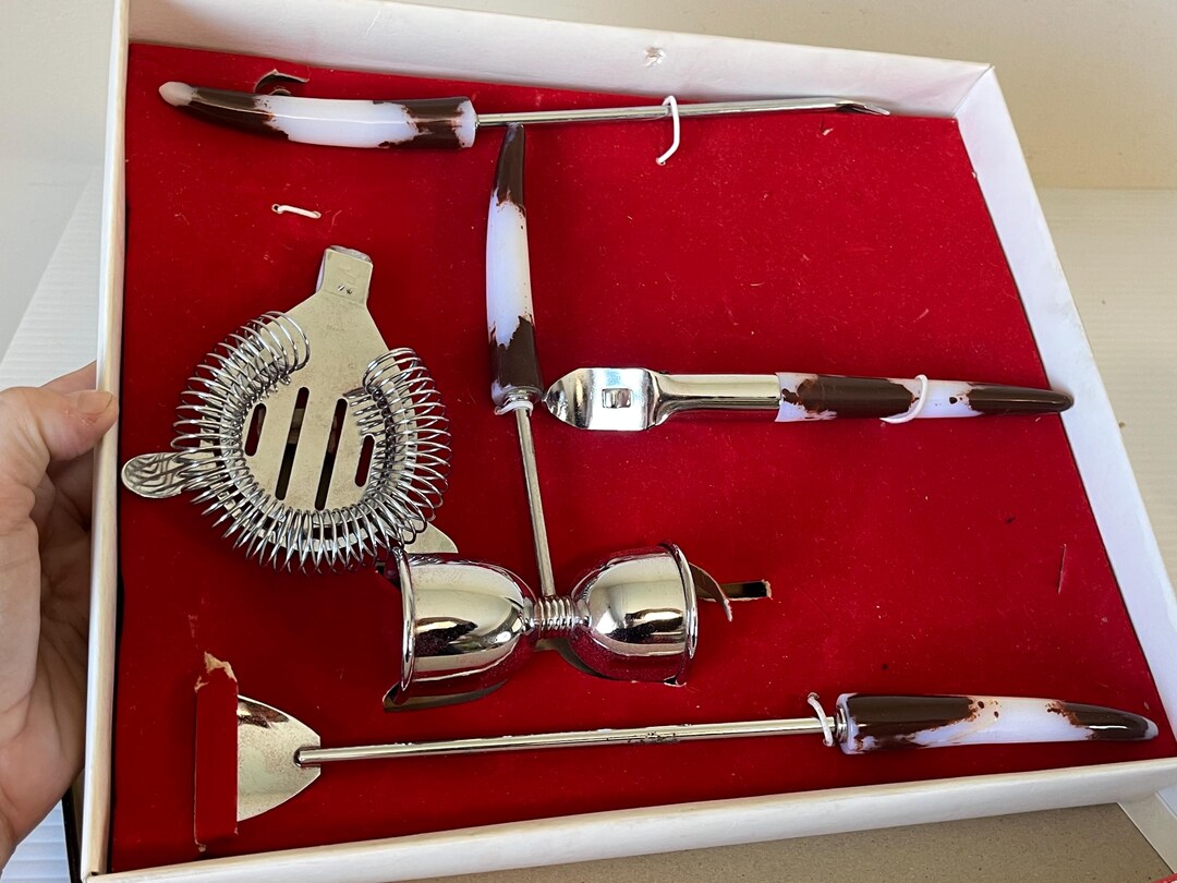 Bakelite Handle Bar Utensils, Mixology Set, Bartending Tools, Retro ...