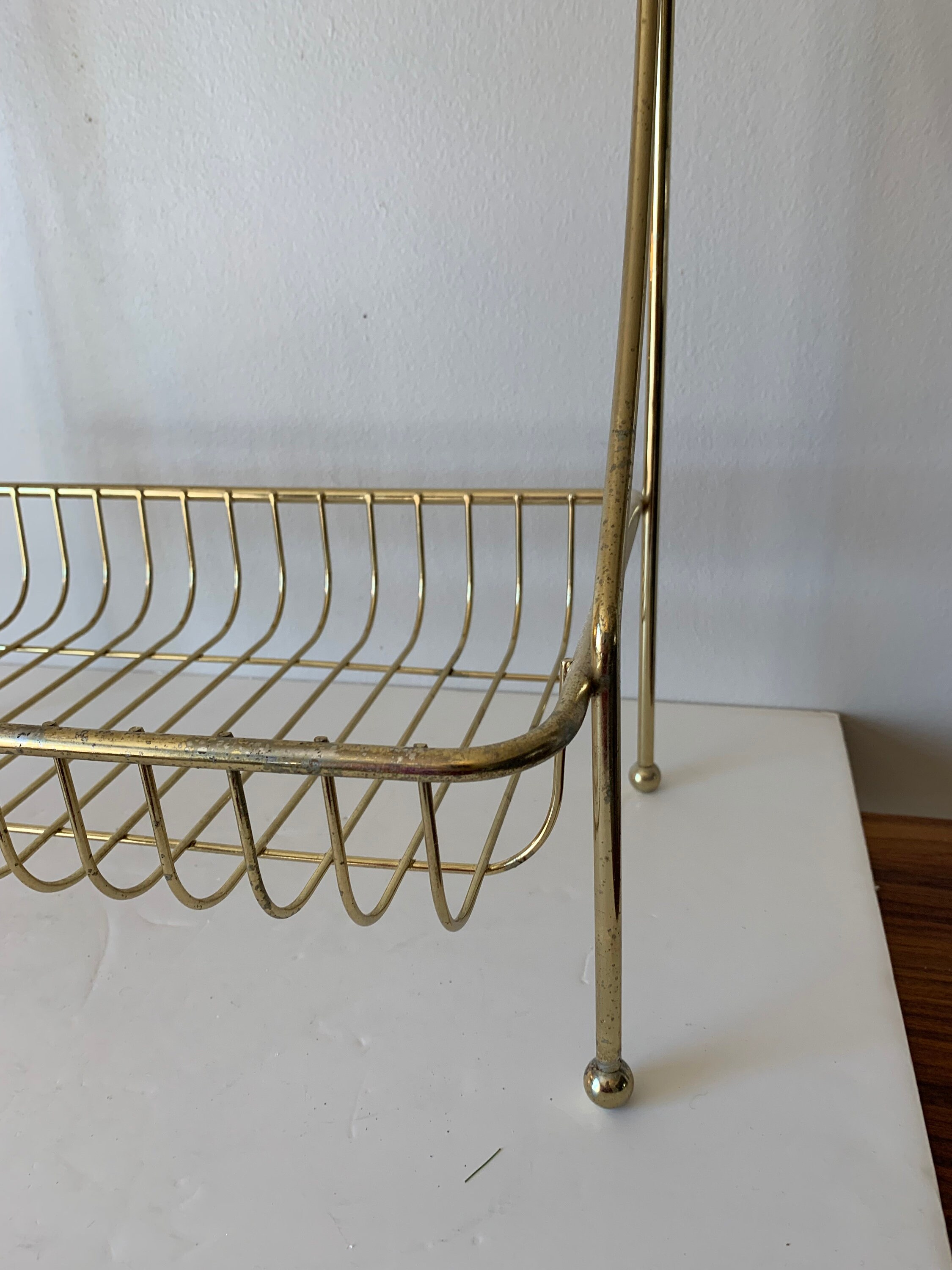 Vintage Mid-century Modern Brass Free Standing Towel Quilt Rack With 3 ...