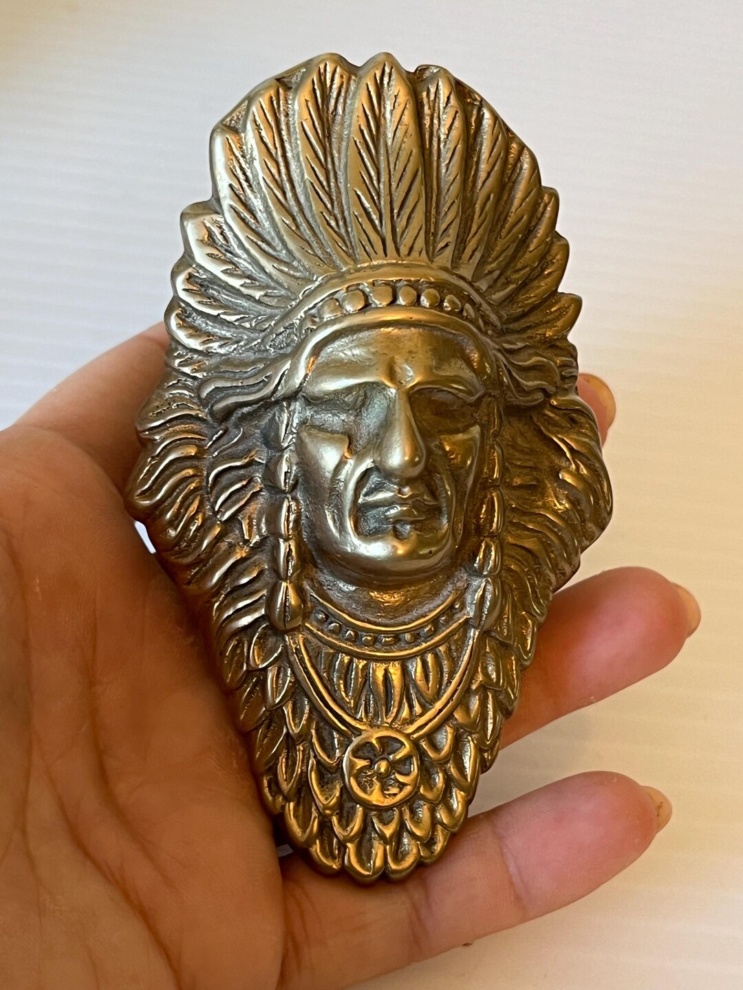 Vintage Native American Chief Head Judd Weight Paperclip, Tribal Desk ...