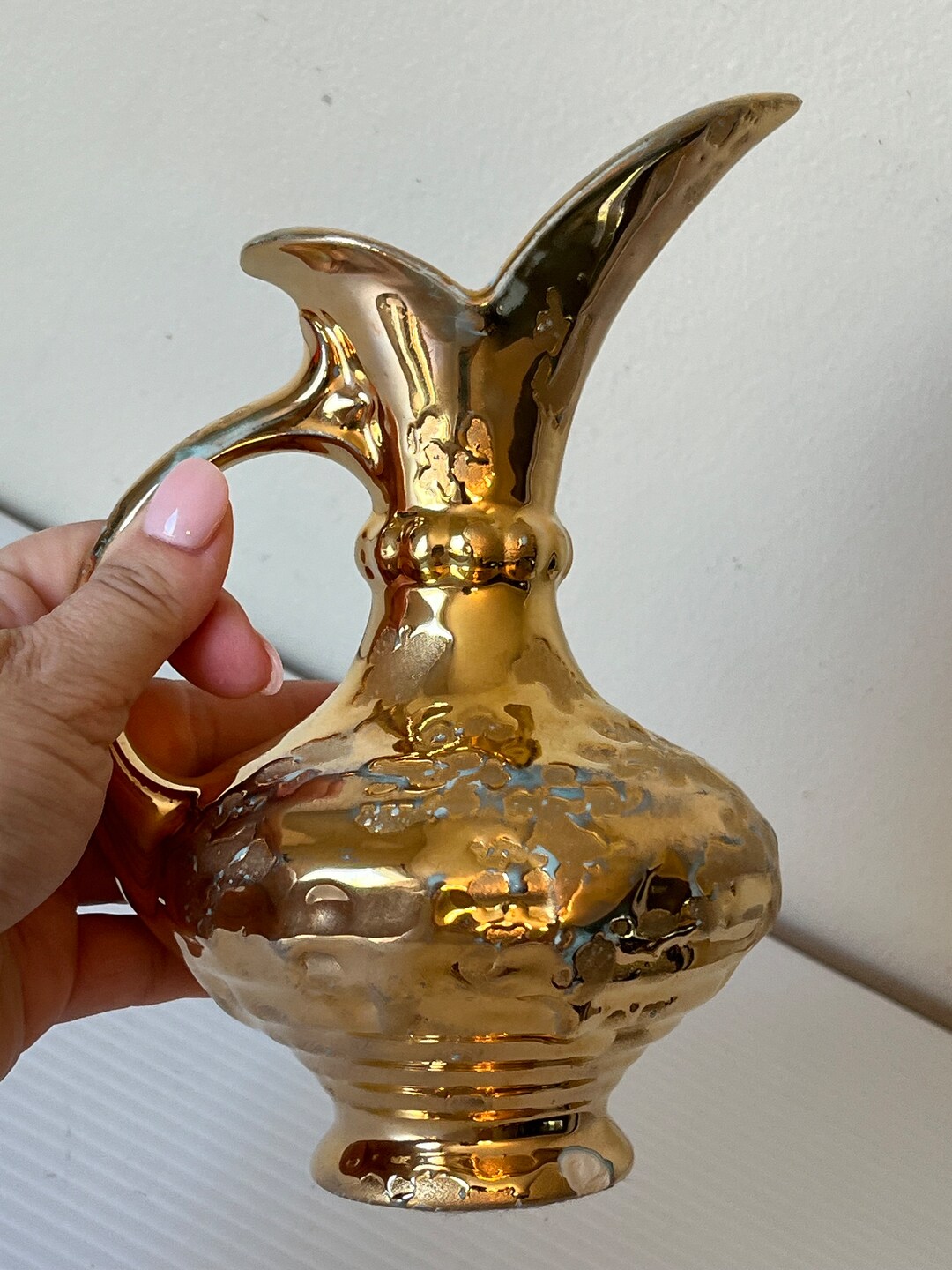 Vintage Savory Weeping Vase/pitcher, Boho Chic Decor, Elegant Gold ...