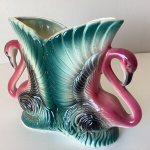 Vintage Flamingo Double Figure Vase Old Ceramics 5 Tall Beach Decor ...