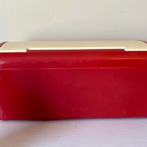 Vintage 50s Mid Century Plastic Red Bread Box, White Bread Box With ...