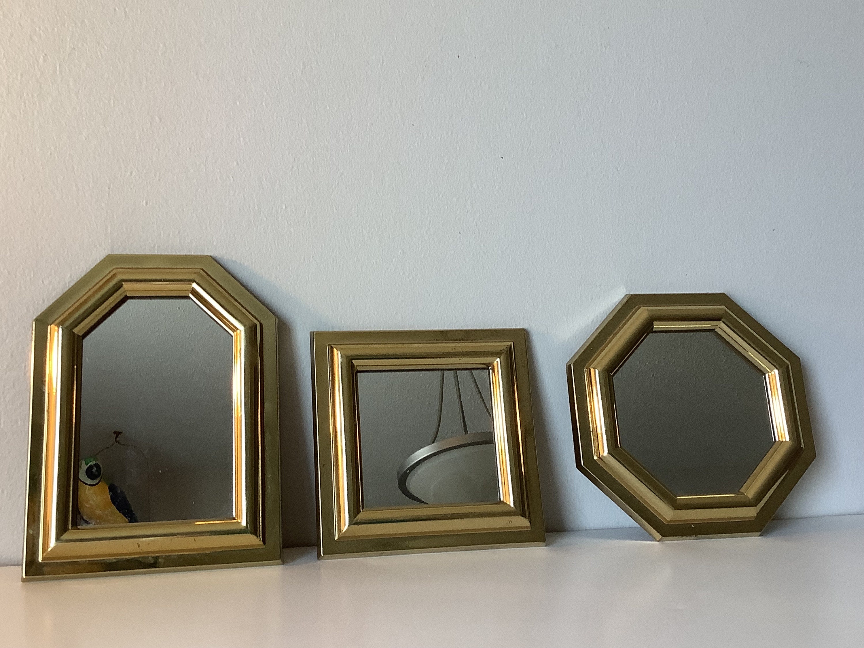 Elevate Your Space With a Vintage Gold Wall Hanging Mirror Trio ...