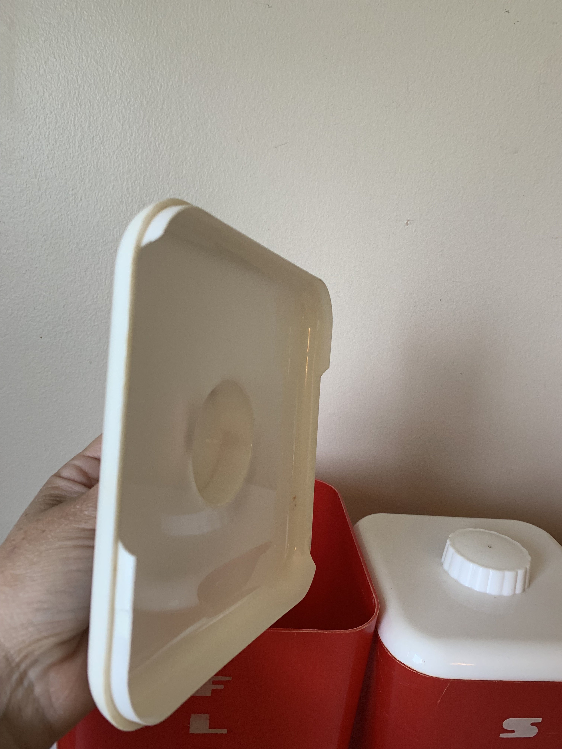 Retro 1950s Red Lustro Ware Canisters: Complete Set of 4 Flour, Coffee, Tea, and Sugar Kitchen ...