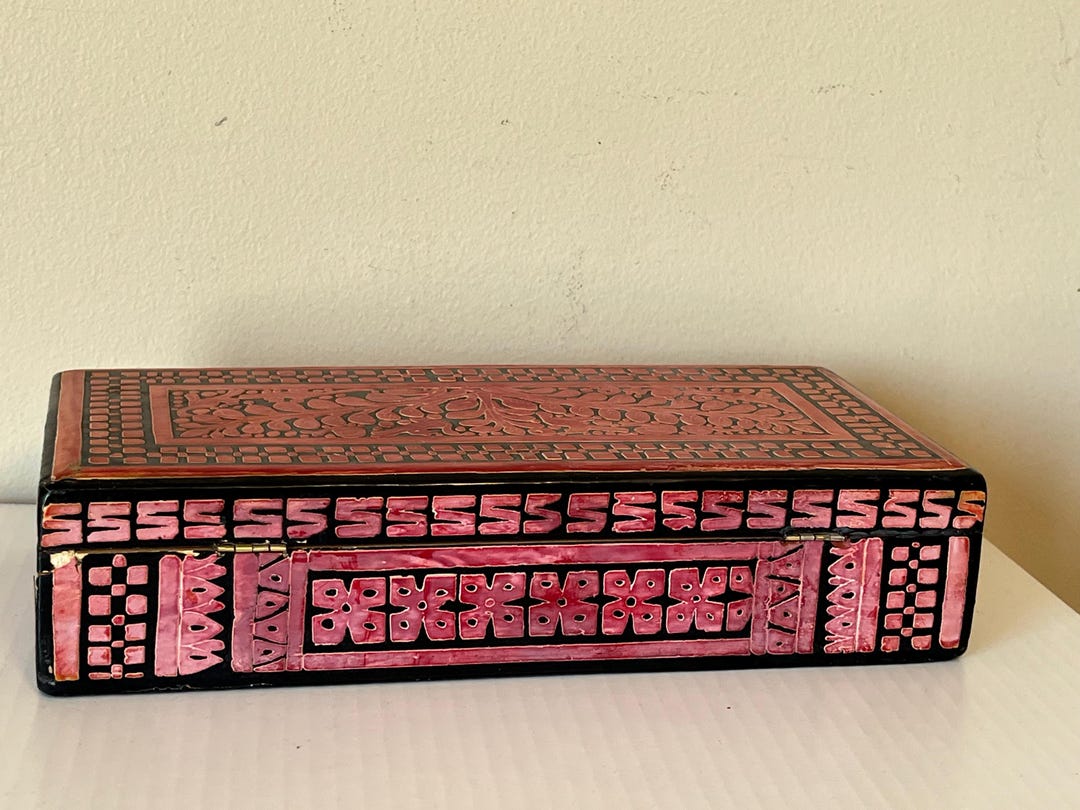 Vintage Mexican Olinala Linaloe Wood Box, Handcrafted Keepsake Box ...