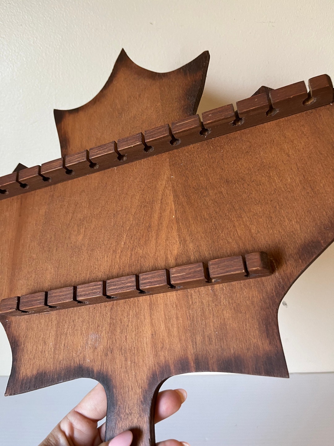 Vintage Maple Lesf Wooden Souvenir Spoon Holder, Ornate Stand, Kitchen ...