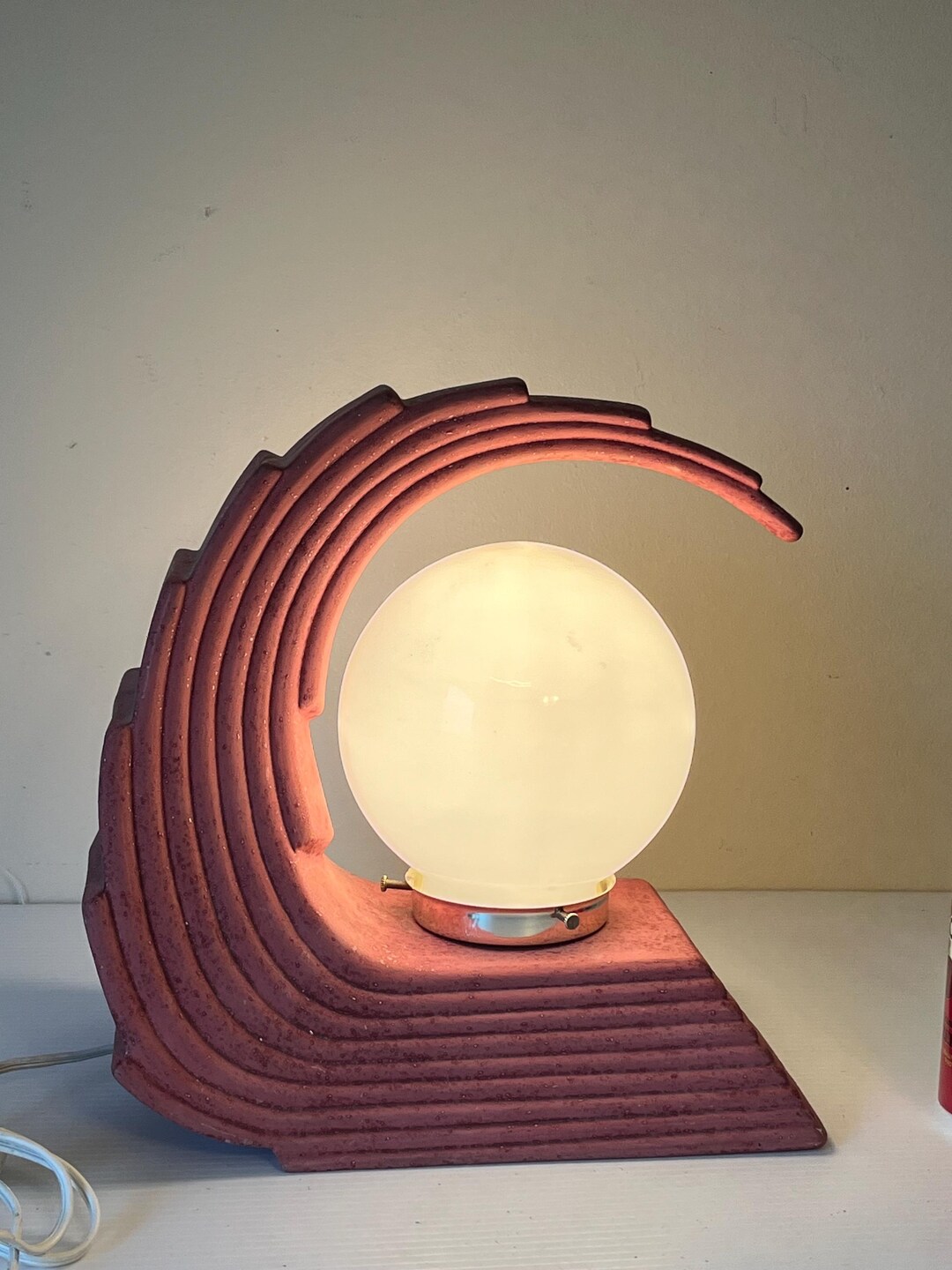 Art Deco Wave Lamp Statement Piece, Mid Century Modern Table Lamp ...