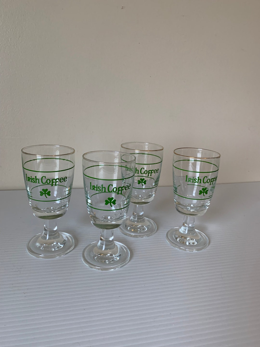 4 Vintage Gold Rim Irish Coffee Glasses, Glass Mug Set, Irish Coffee ...