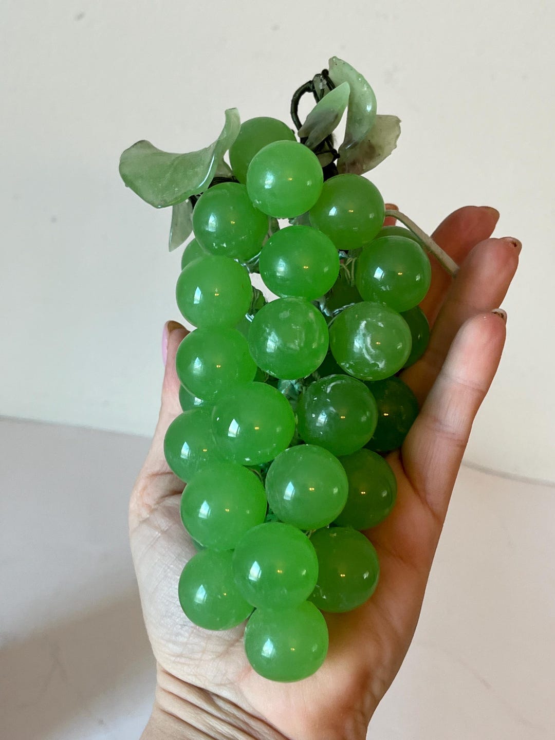 Jade Green Glass Grapes, Vintage Grape Cluster, Home Decor, Collectible ...