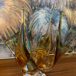 Amber Splash Style Glass Centerpiece, Mid Century Modern Art Decor ...
