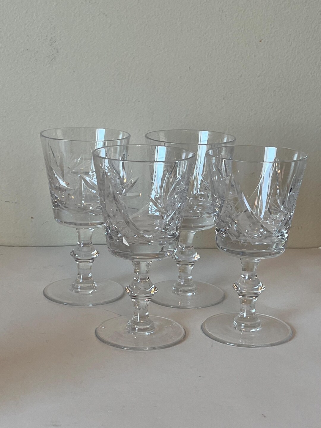 Vintage Pinwheel Crystal Liqueur Glasses, Crystal Stemware, Elegant ...