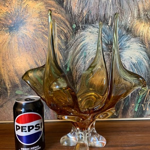 Amber Splash Style Glass Centerpiece, Mid Century Modern Art Decor ...