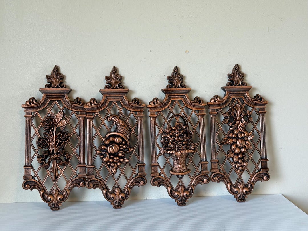 Vintage Coppercraft Guild Wall Plaques, 1970s Floral Fruit Decor - Etsy