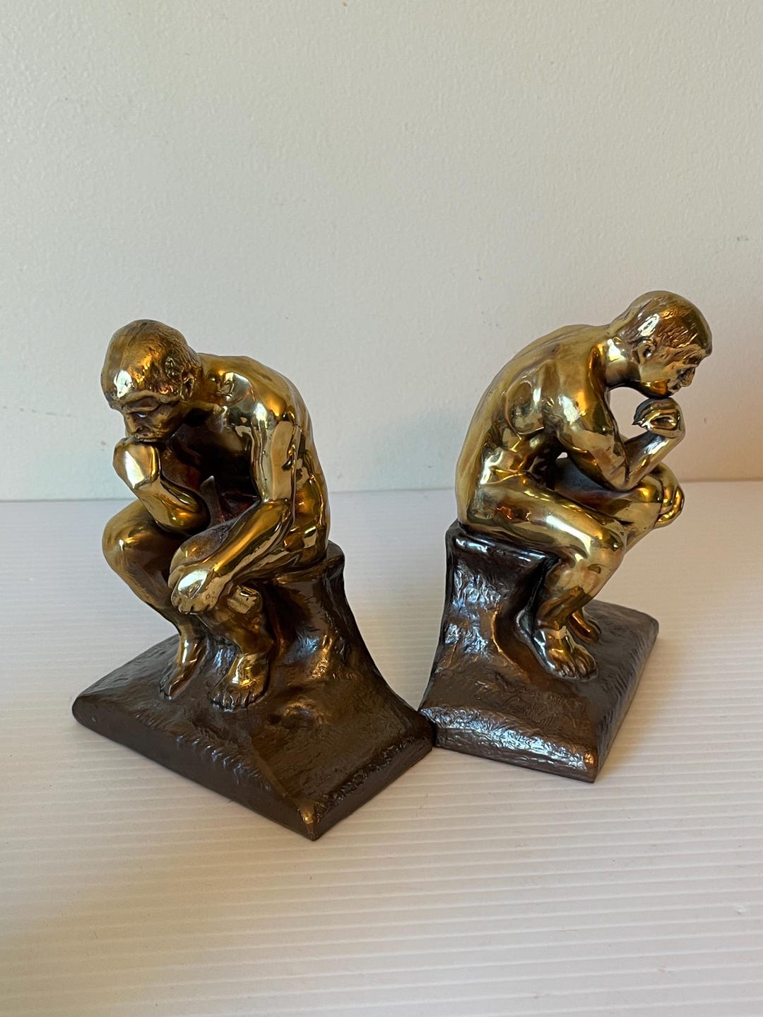 The Thinker Brass Bookends Set, Vintage Book Holder, Retro Office Decor ...