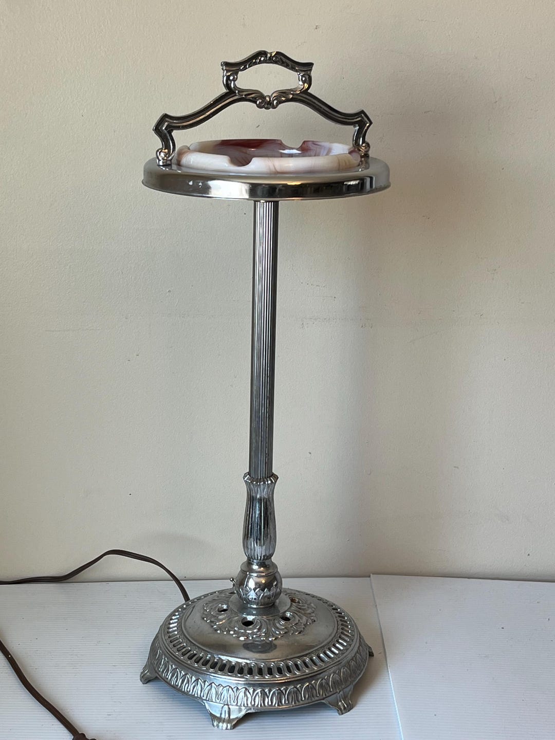 Vintage Art Deco Chrome Ashtray Stand, Lighted Retro Decor - Etsy