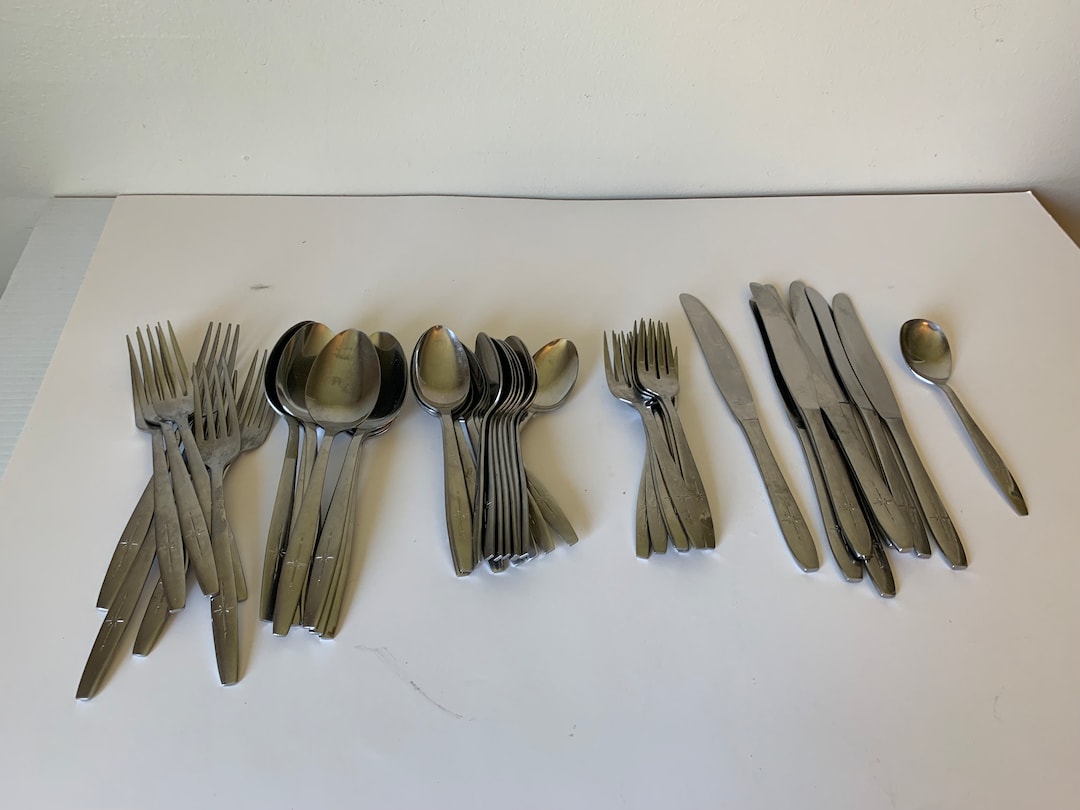 Huge Lot Collection of Vintage Stainless Flatware With Modernist Atomic ...