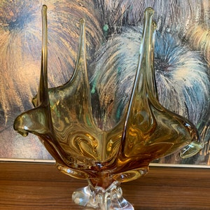 Amber Splash Style Glass Centerpiece, Mid Century Modern Art Decor ...
