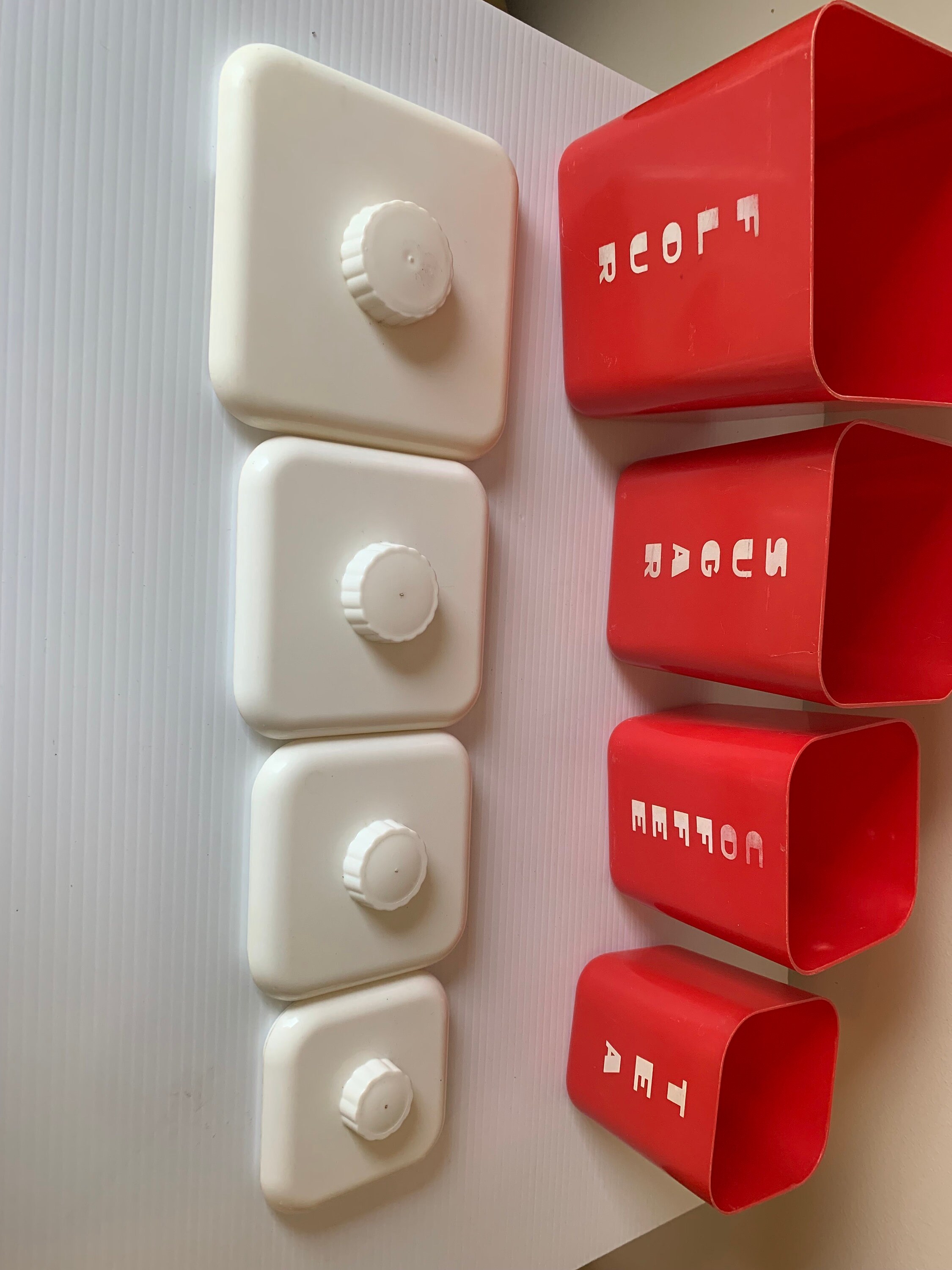 Retro 1950s Red Lustro Ware Canisters: Complete Set of 4 Flour, Coffee ...