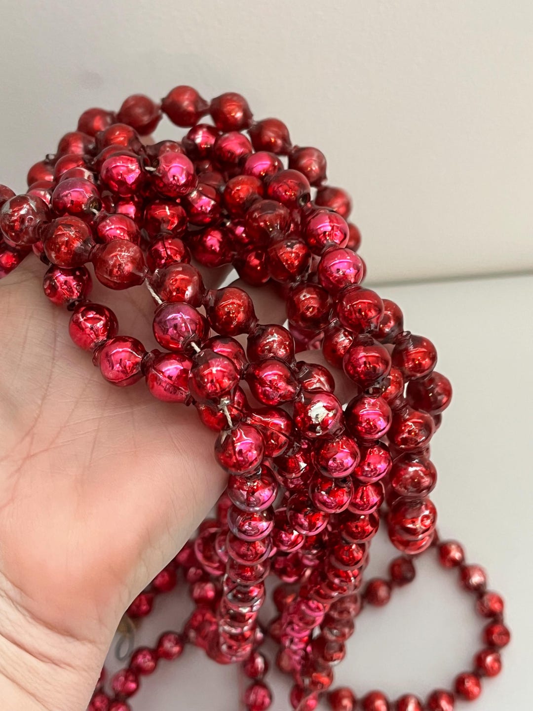 Vintage Red Mercury Glass Tree Garland - Etsy