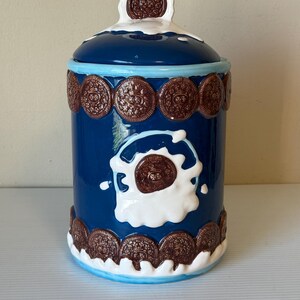 Blue Ceramic Cookie Jar, Milk Splash Design, Vintage Kitchen Decor - Etsy