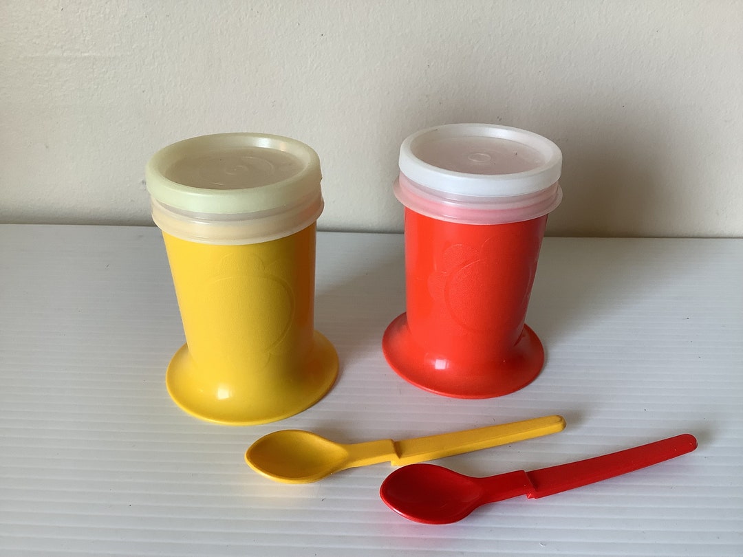 Vintage Tupperware Child Cups: Sunflower Design, Spill-proof, With Lids ...
