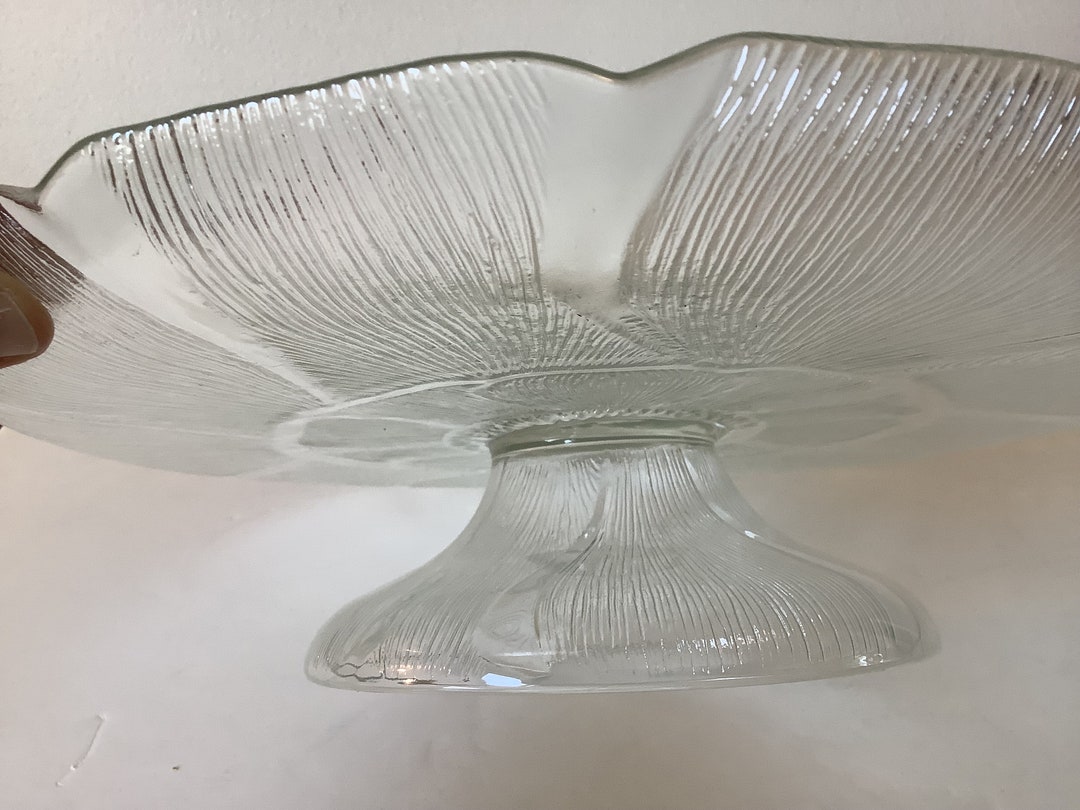 13" Vintage Arcoroc Luminarc FLEUR Glass Cake Plate: Elegant Pedestal ...