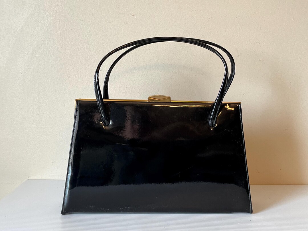 Classic Patent Top Handle Bag, Vintage Women's Handbag, Retro Style ...