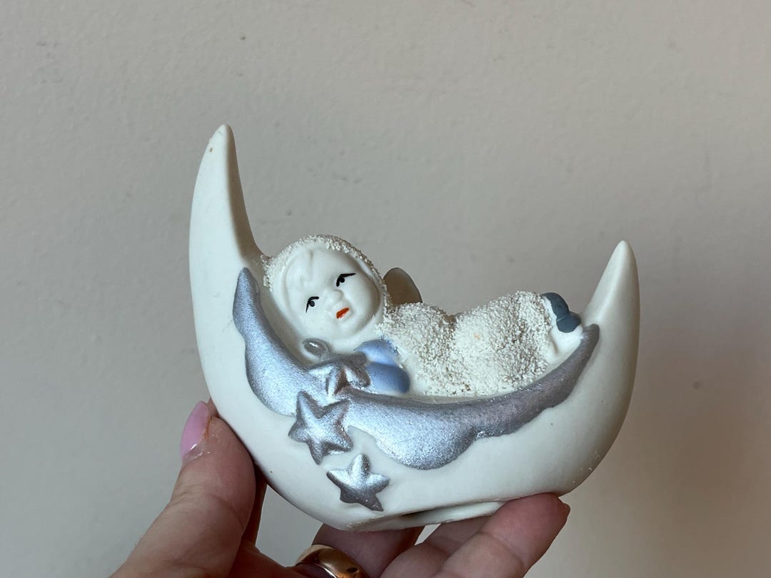 Snowbaby Angel on Moon, Winter Pals Figure, Angel Sleeping on Moon ...