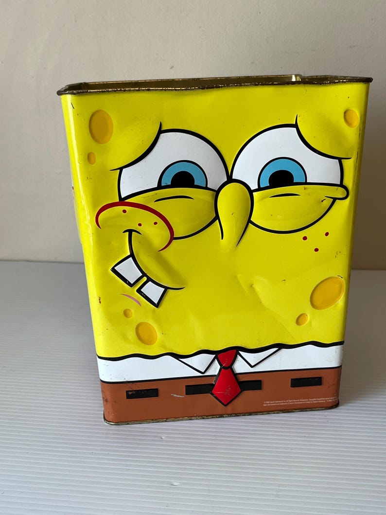 Vintage Spongebob Squarepants Metal Trash Can, Kids Playroom Decor - Etsy