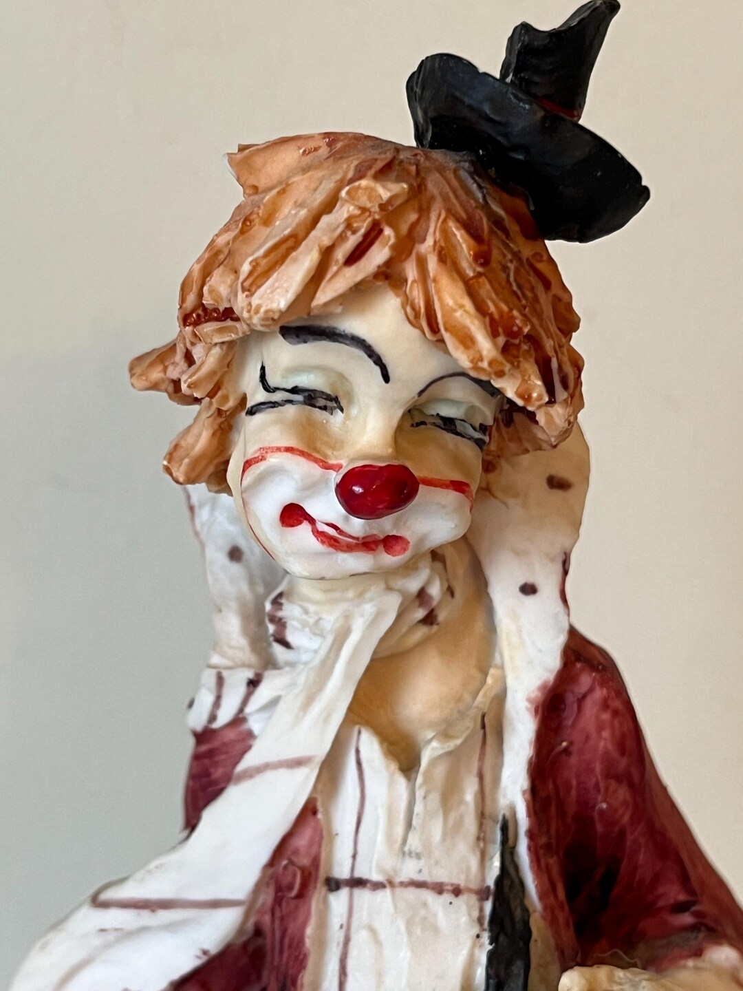 Vintage Emmett Kelly Jr Clown Statue, Accordion Player Figurine, Collectible Ragged 1983, Sad ...
