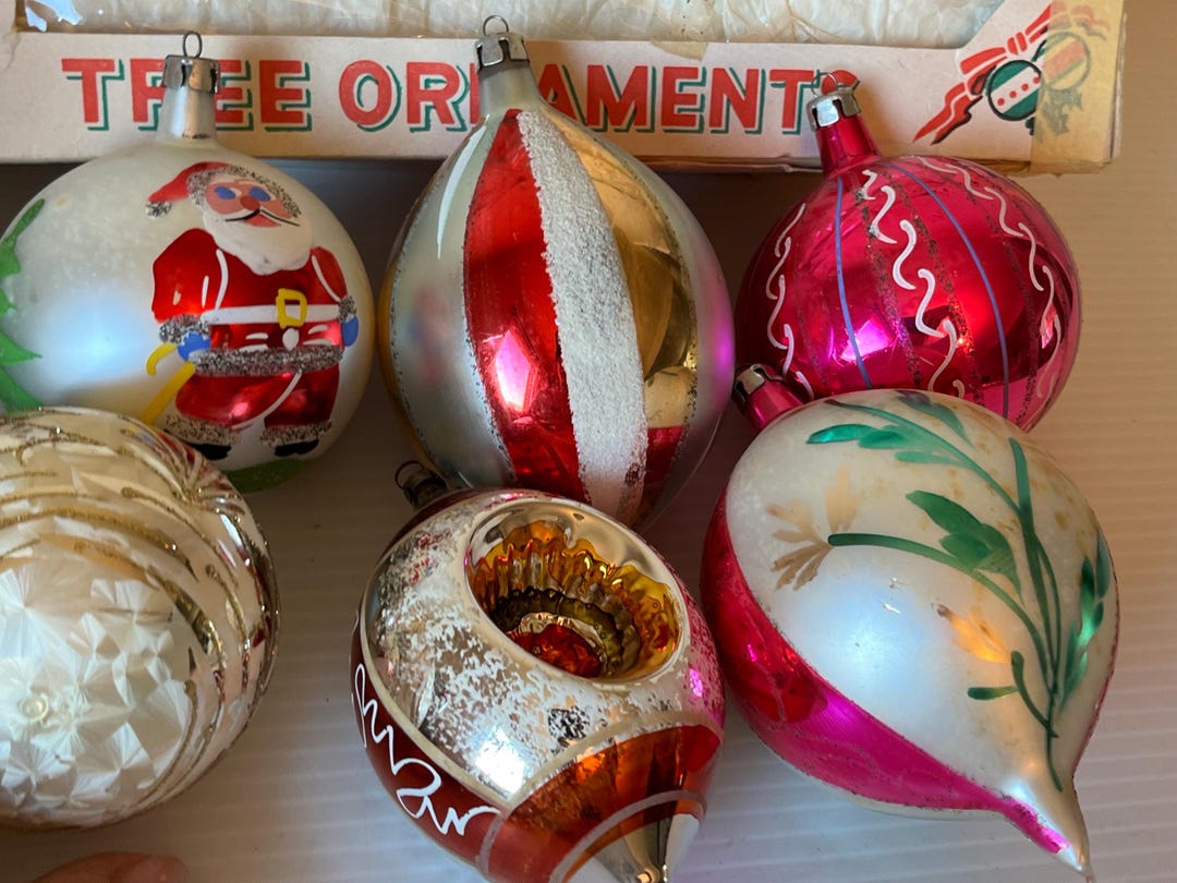 Vintage Glass Christmas Tree Decorations, Mid Century Retro Ornaments ...