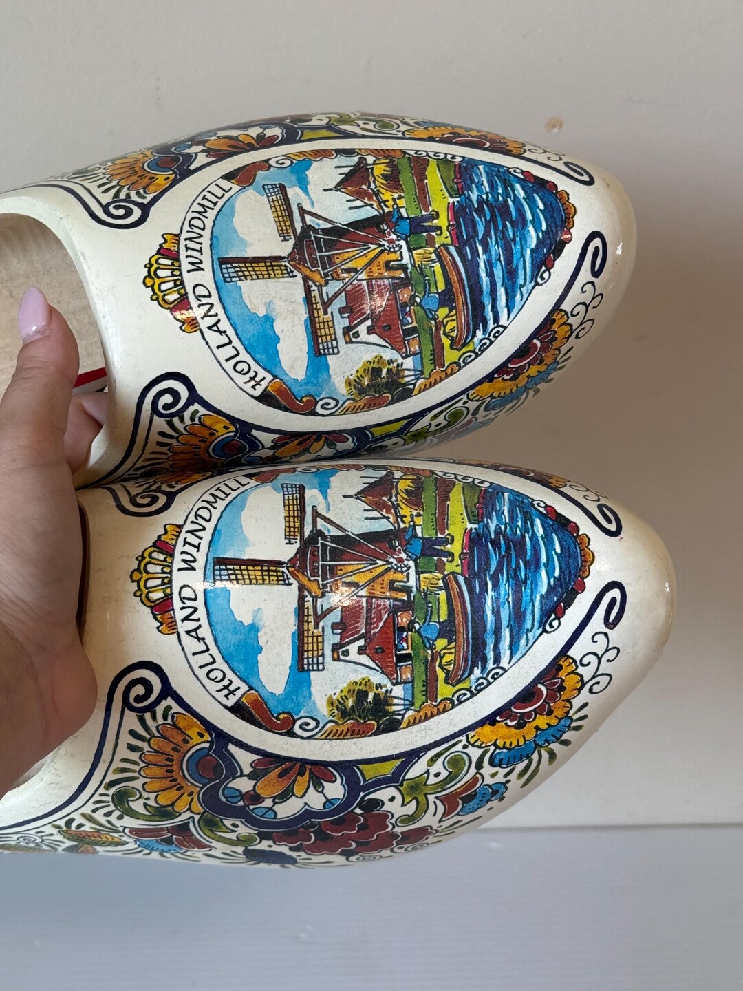 Hand Carved Wooden Clogs, Vintage Holland Windmill Design, Size 7 - Etsy