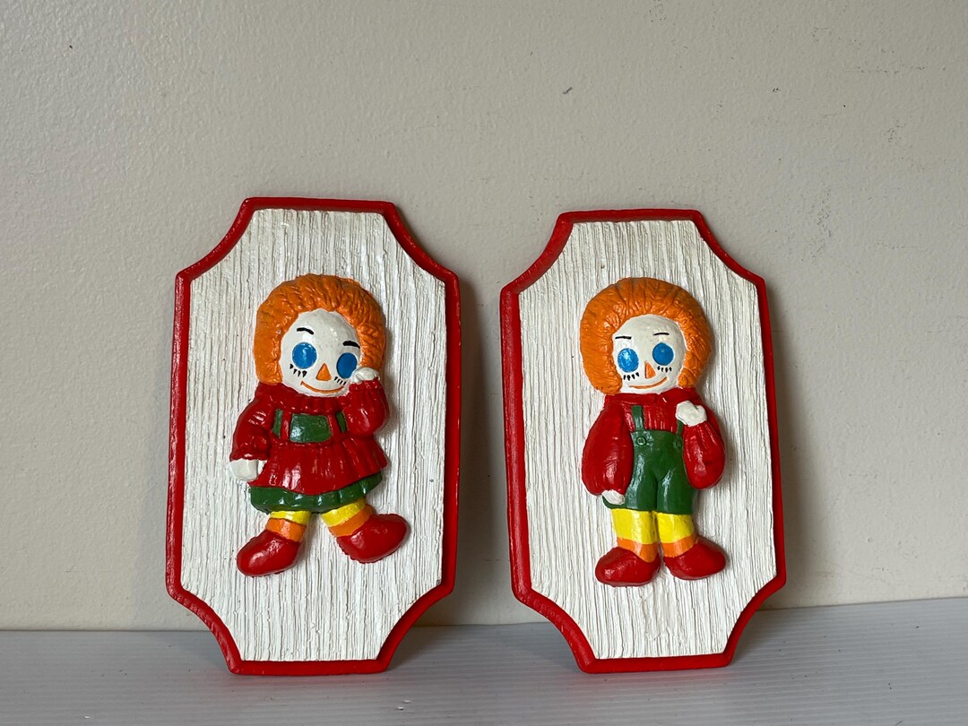 Vintage Chalkware Raggedy Ann and Andy Wall Decor, Retro Nursery Art - Etsy