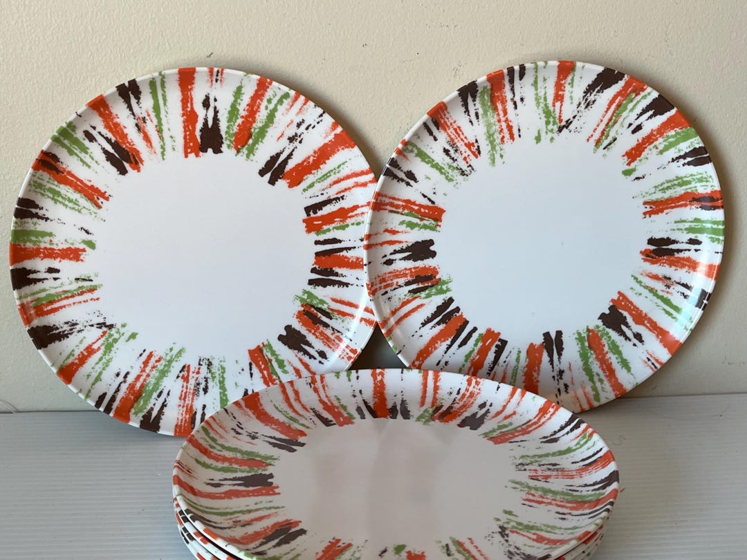 Retro 6 Melamine Melmac Dinner Plates, Maplex Toronto Canada, Set of 6 ...