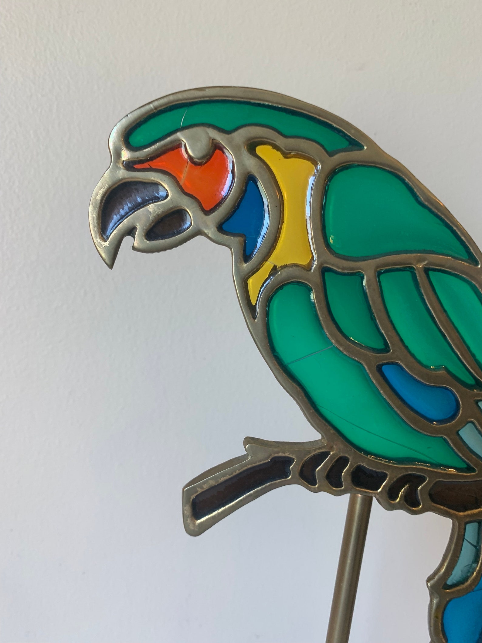 Stunning Vintage Stained Glass Parrot Perched on a Marble Base - Etsy