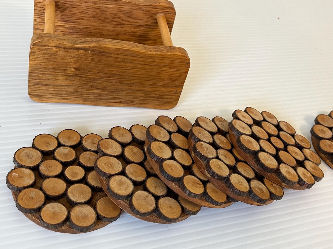 Vintage Wood Log Coaster Set, Rustic Drink Coasters, Table Decor - Etsy