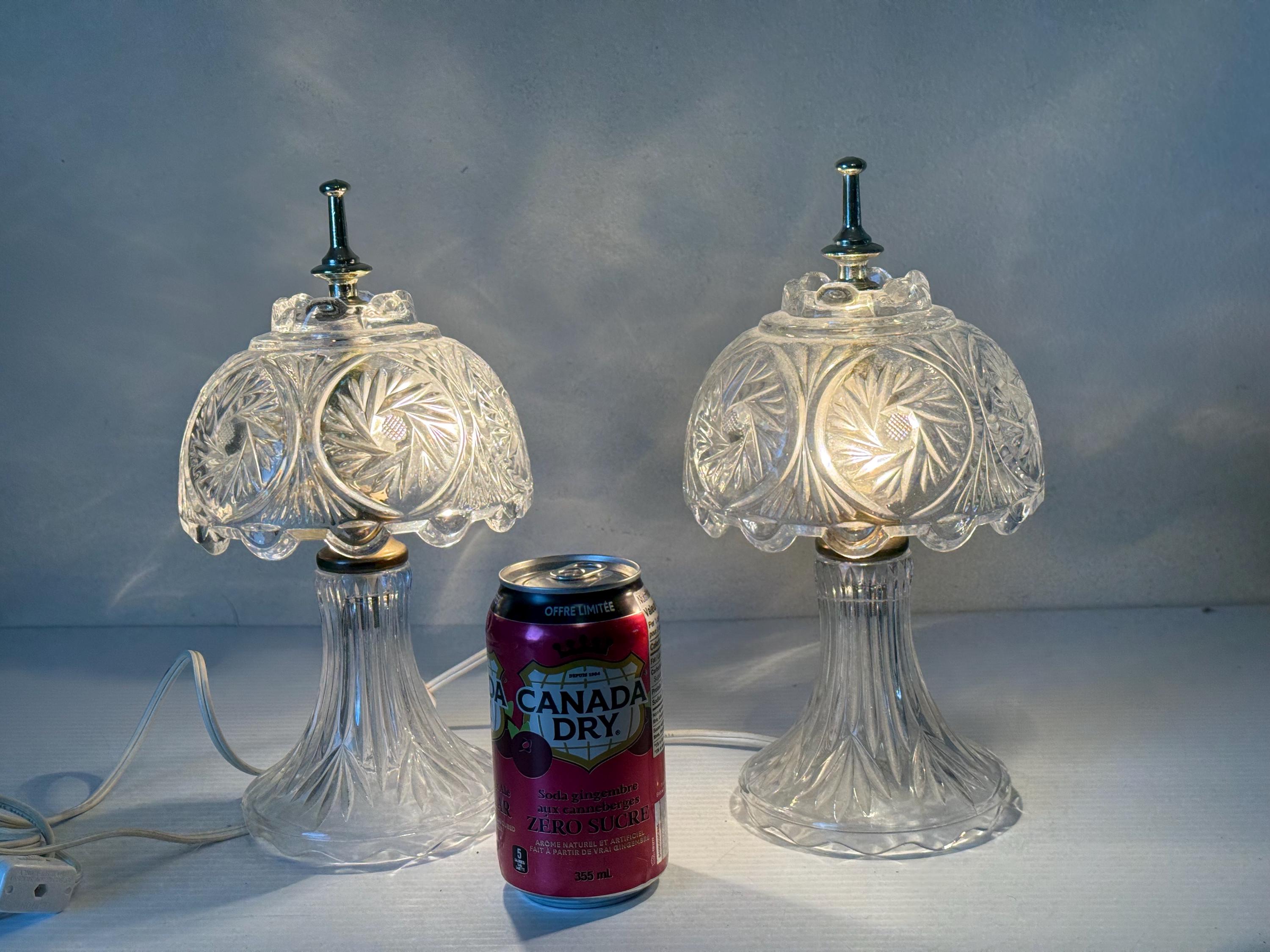 Vintage Crystal Table Lamps, Pinwheel Design, Pair Accent Lamps - Etsy ...