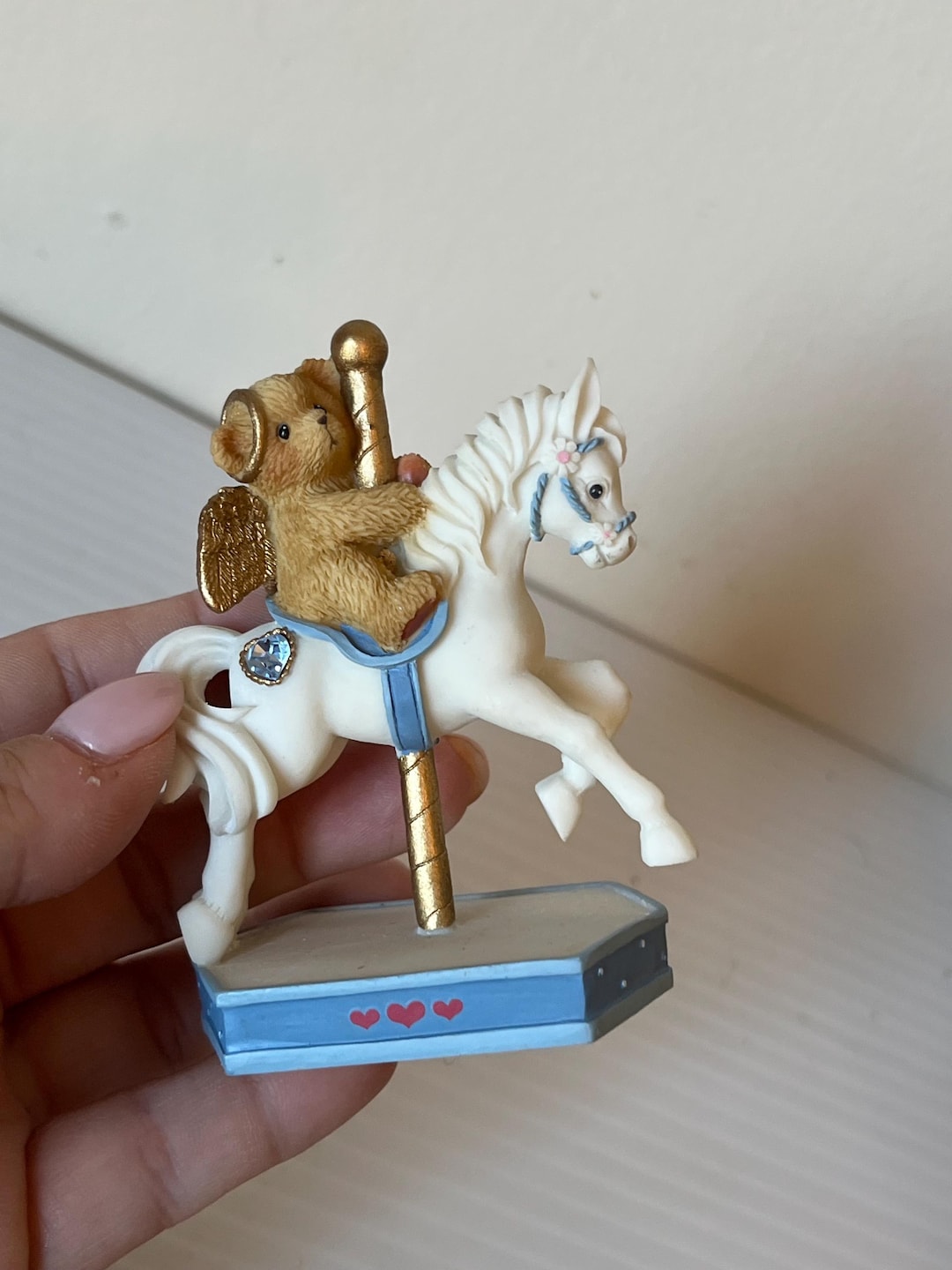 Angel Bear Horse Carousel Figurine, December Birthstone Ornament - Etsy