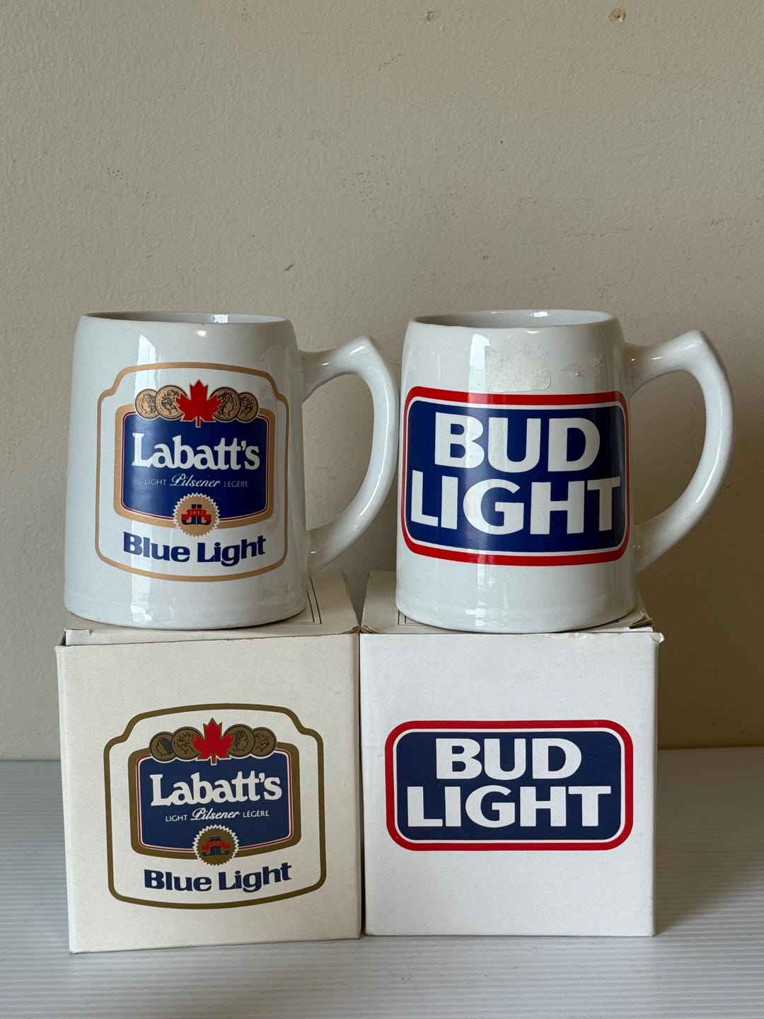 Labatt's Blue Light Beer Mug, Bud Light Mug Set, Pair of Beer Mugs ...