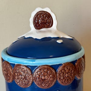 Blue Ceramic Cookie Jar, Milk Splash Design, Vintage Kitchen Decor - Etsy