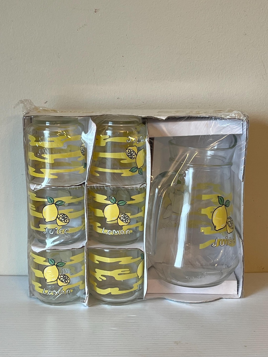 Vintage Lemonade Glassware Conplete Set, Lemon Juice Barware, 1970s ...