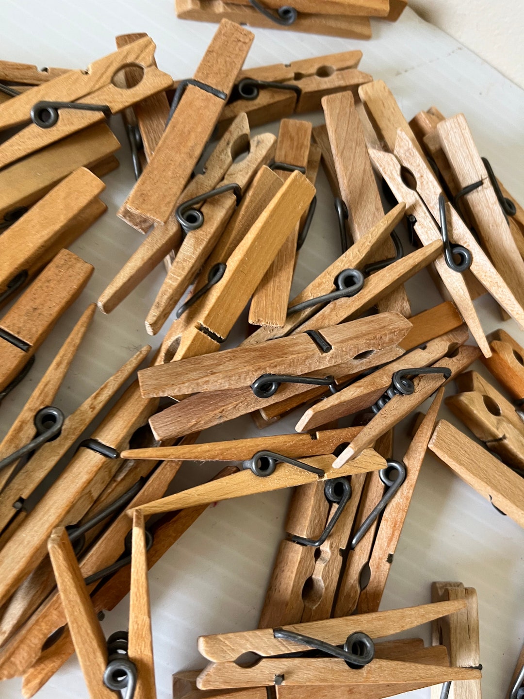 20 Old Fashioned Wooden Clothespin Set, Rustic Laundry Clips, Vintage ...